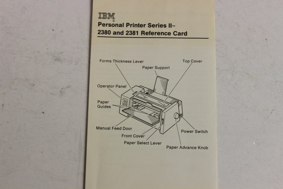IBM PERSONAL PRINTER SERIES II 2380 & 2381 USER'S REFERENCE GUIDE ...