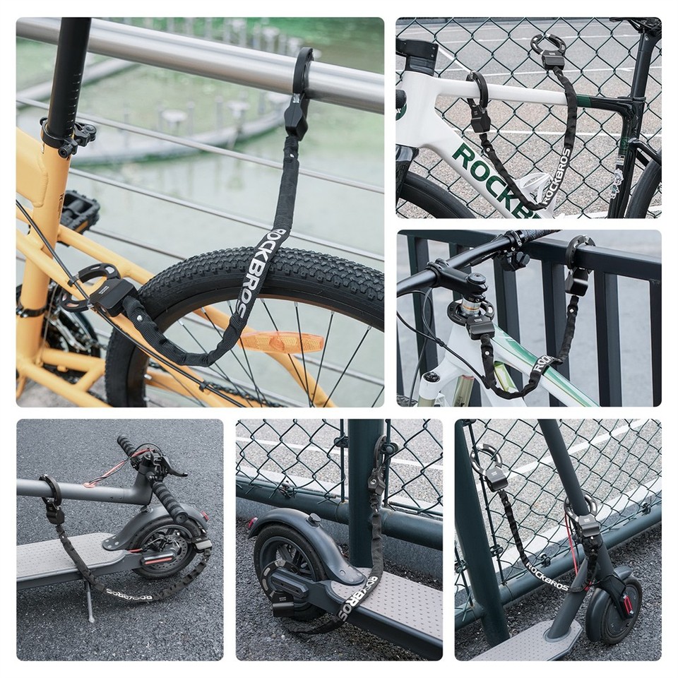 ROCKBROS Bicycle Lock Electric Scooter Chain Lock Sliding Scooter Chain ...