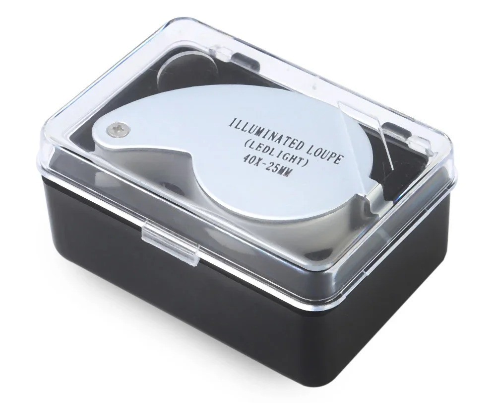 40X Magnifying Loupe Jewelry Eye Glass Magnifier LED Light Jewelers ...