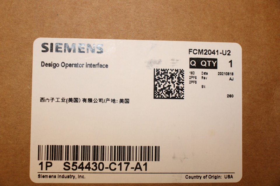 SIEMENS FCM2041-U2 DESIGO OPERATOR INTERFACE S54430-C17-A1 "NEW" | eBay