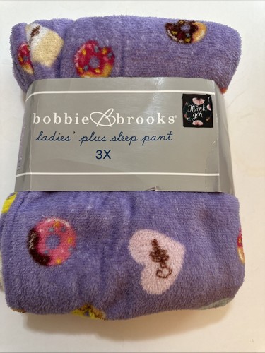 Ladies 3X Plus Soft Sleep Pants Purple Donut Pattern Bobble Brooks ...