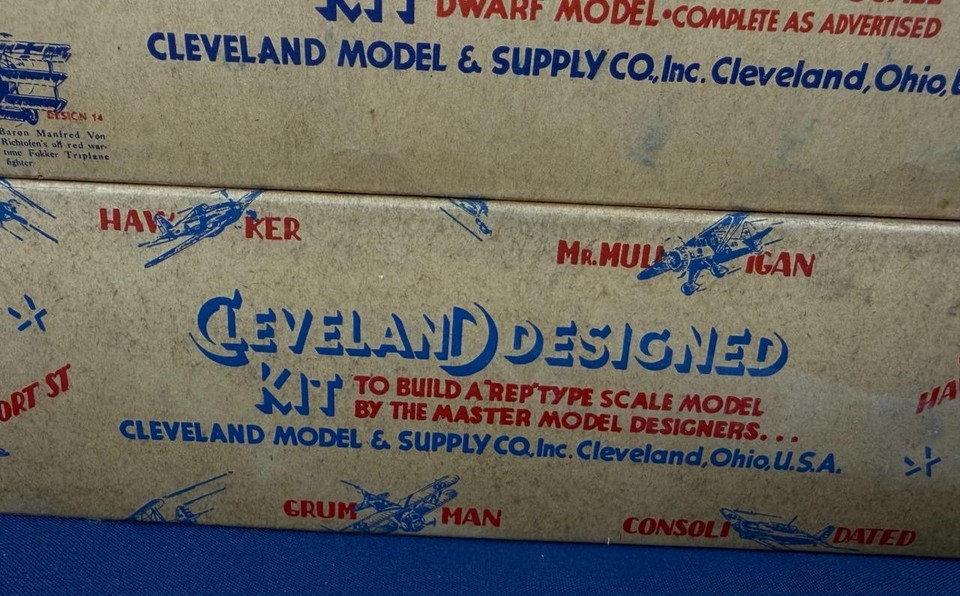 2 Vintage CLEVELAND DESIGNED KIT 1 is 1/2" Scale Dwarf Model Airplane ...