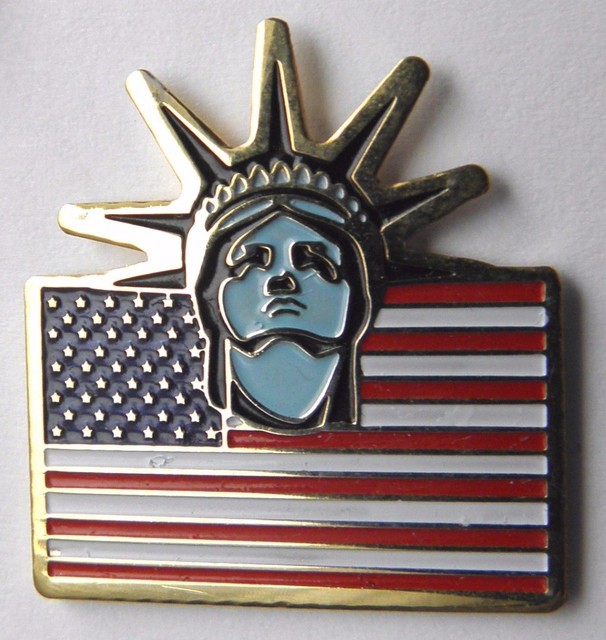 STATUE OF LIBERTY USA FLAG UNITED STATES AMERICA CLASSIC LAPEL PIN ...