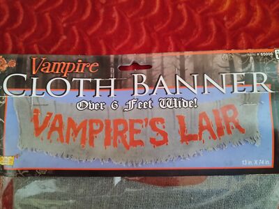 VINTAGE VAMPIRES LAIR CLOTH BANNER WALL DECOR - HALLOWEEN HORROR GOTHIC ...