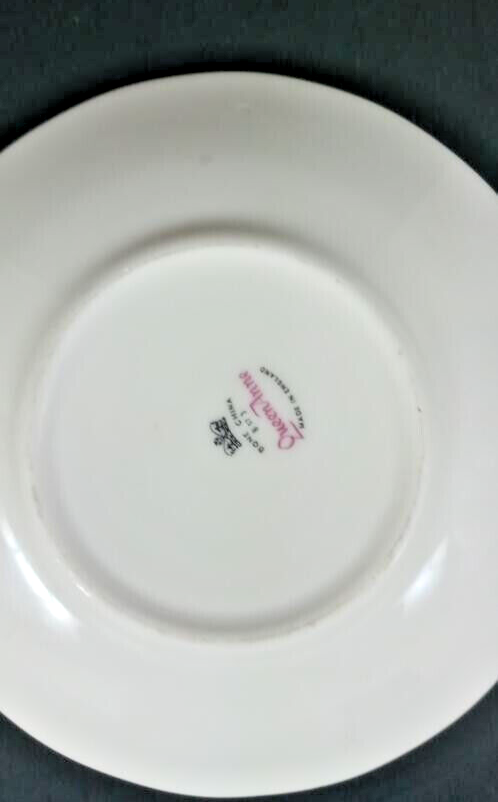 Vintage Queen Anne Bone China Tea Cup & Saucer England Burgundy Rose ...