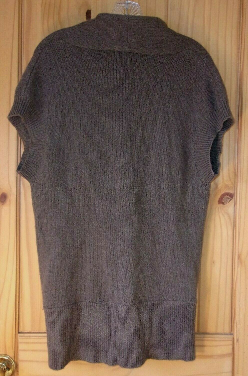 Vince Brown Crossover Shawl Collar Long Vest, Women's… - Gem