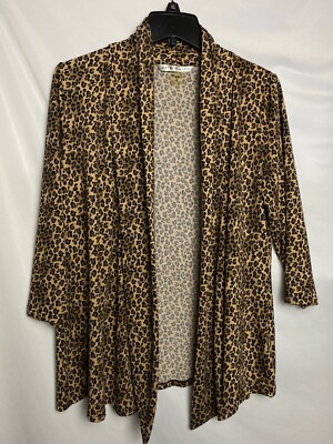Peter Nygard Woman’s Animal Print Open front jacket duster size M free ...