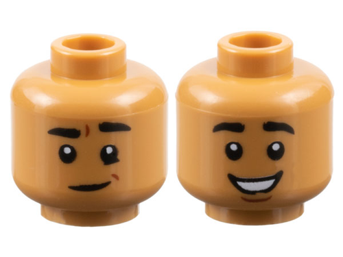 Lego Light Brown Head For Boy Man Minifigure Reversible Big Smile ...