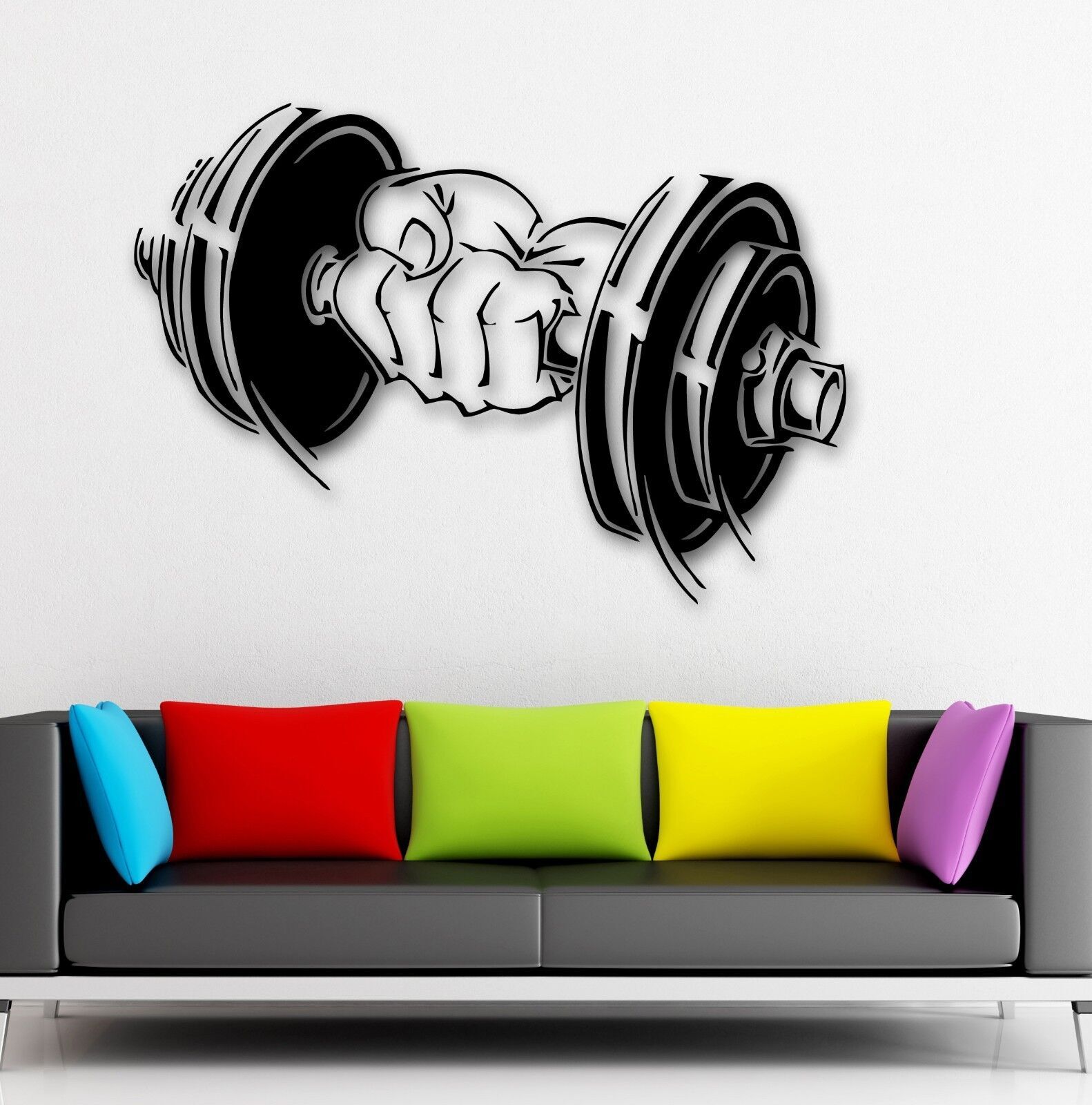 Vinyl Decal Dumbbell Muscled Sport Gym Arm Fitness Wall Stickers ...