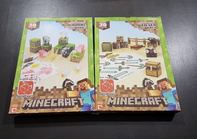 2 New Jazwares Minecraft Overworld Animal Mobs & Utility Pack Paper ...
