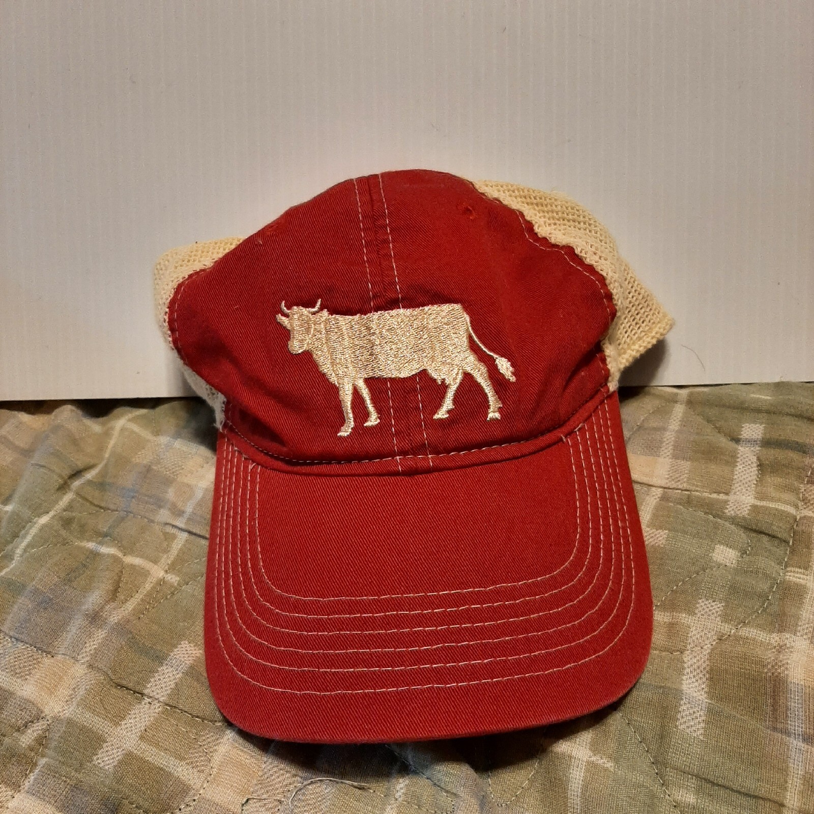 COWGIRL KITCHEN COW Hat Cap ADJUSTABLE RED MESH LOW … - Gem