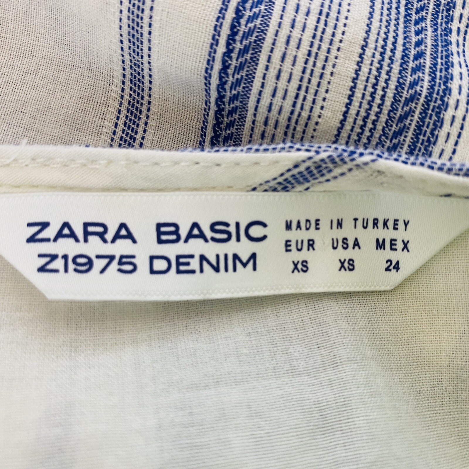 Zara Basic Z1975 Denim Top XS Wrap Front Long Sleeve Elastic Cuff Hem Hi Low | eBay