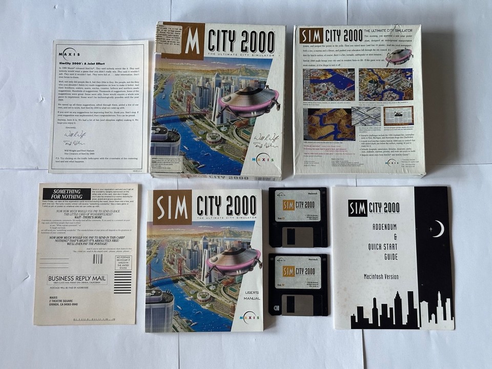 SimCity 2000 vintage Mac game (box, floppies, manual) | eBay