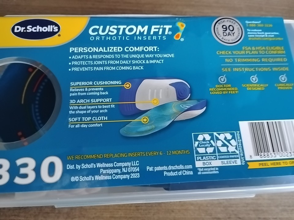 DR. SCHOLL'S CUSTOM FIT CF330 ORTHOTIC SHOE INSERTS 5-IN-1 ALL DAY PAIN ...