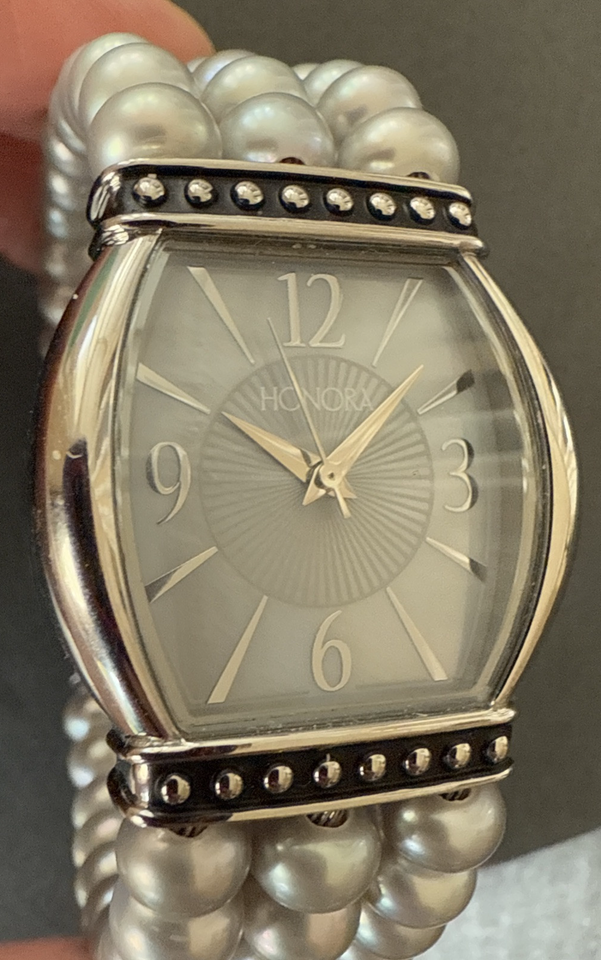 Honora Gray Mother of Pearl Triple Band Quartz Wrist Watch Stainless ...