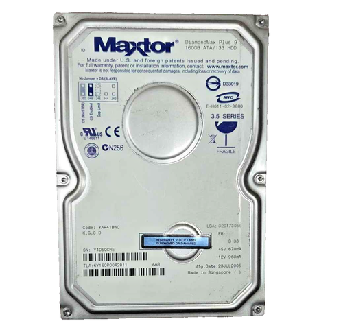 Tested Maxtor DiamondMax Plus 9 160GB IDE hard disk drive ATA/133 ...