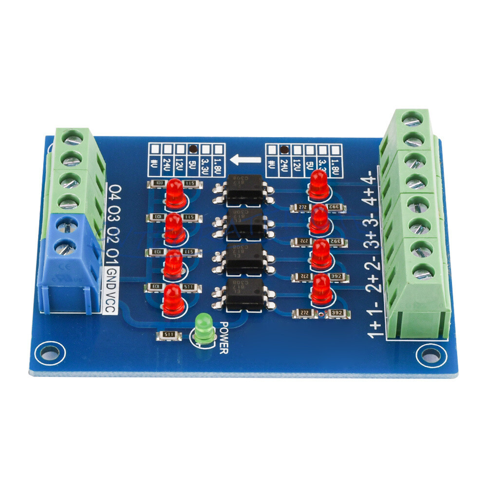 4 Channel 24V to 5V PLC Signal Converter 80KHZ Voltage Board 4-Bit ...