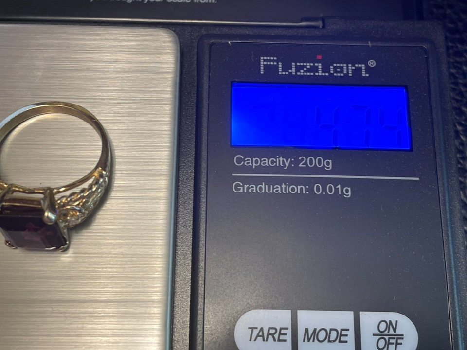 Elegant 14K Yellow Gold Emerald Cut Amethyst & Melee Diamond Ring | eBay