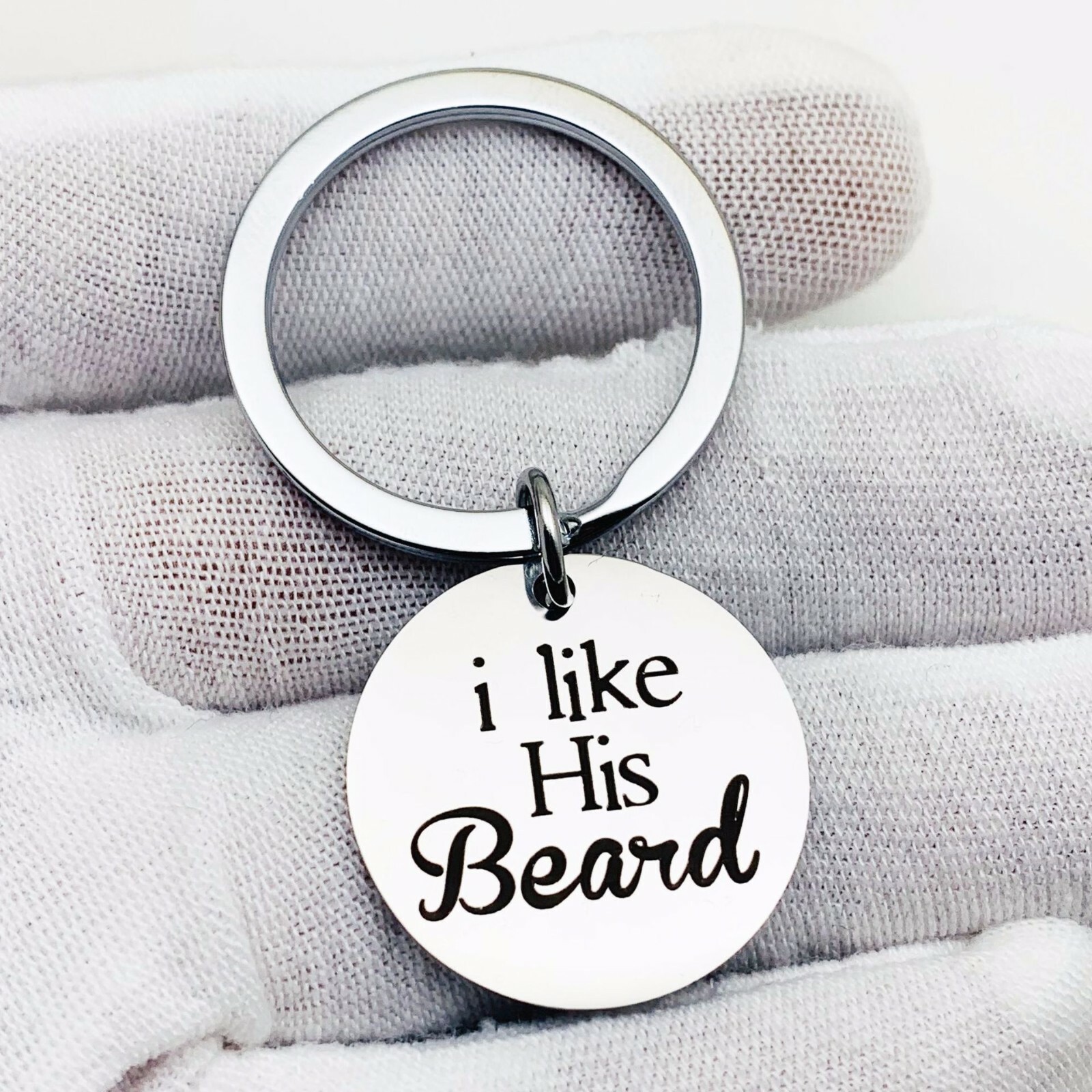 Cute I Love his Beard Key Chain Couple Stainless Steel Keyring Keyfob ...
