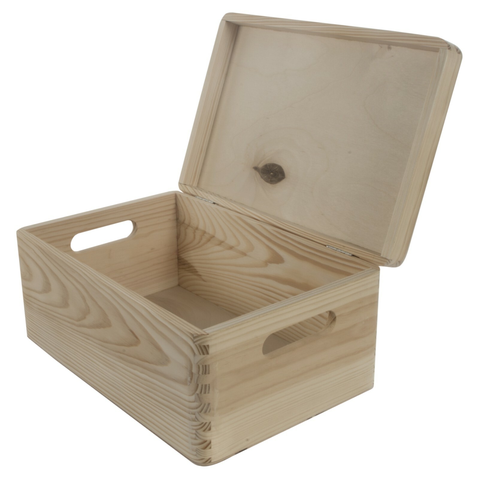 Wooden Storage Box with Lid and Handles / Pinewood Chest Trunk ...