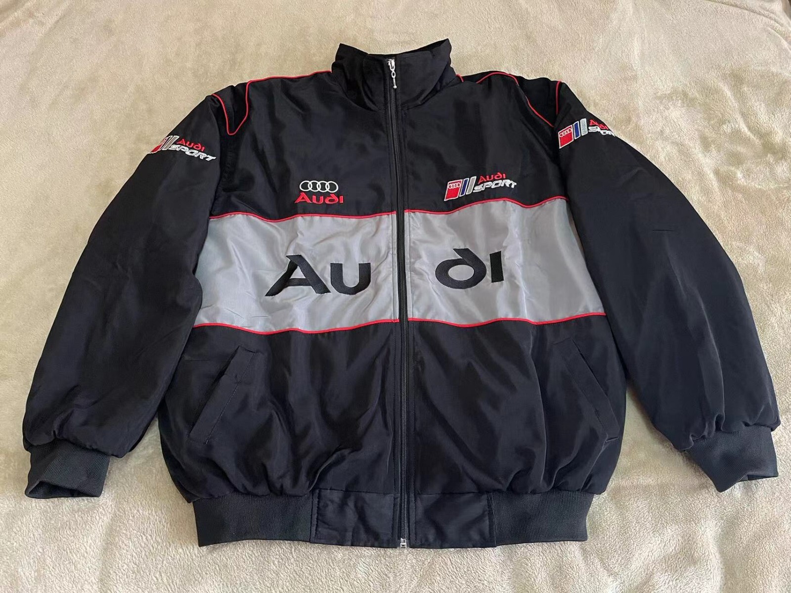 Unisex Adult F1 Racing Jacket, Audi Jacket Black,Ebroidered Cotton ...