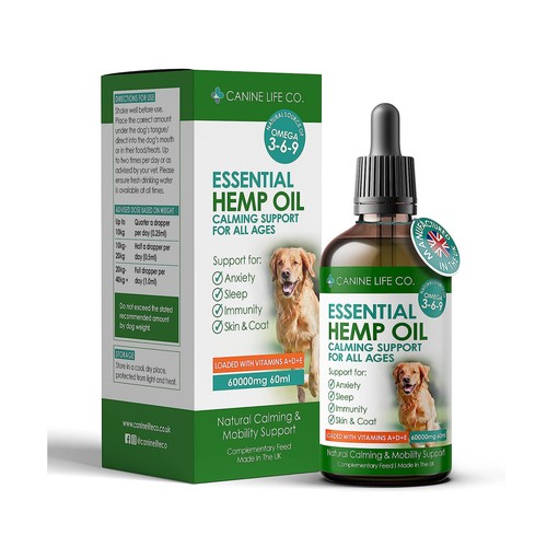 Essential Hemp Oil For Dogs 60ml, Dog Calming Drops - High Strength 60 ...