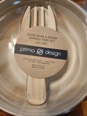 Prima Design Salad Bowl & Server Bamboo Fiber Set 12" BPA Free ...