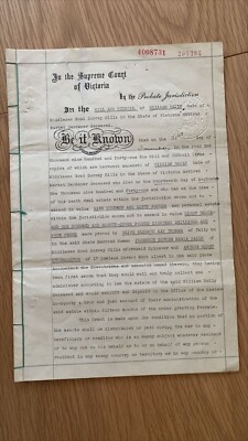 Supreme Court of Victoria Probate document funeral death Surrey Hills ...