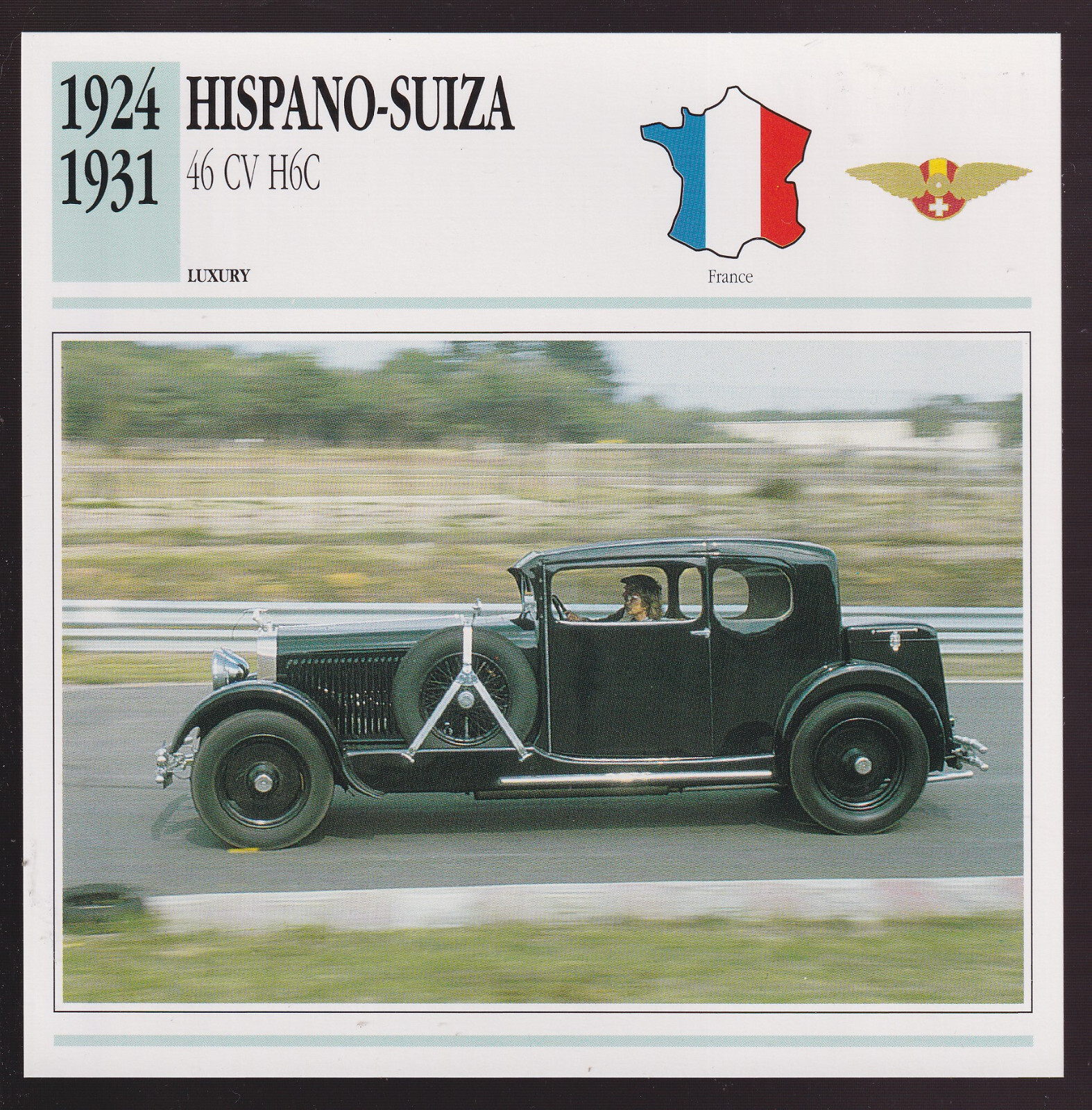 1924-1931 Hispano-Suiza 46 CV H6C Car Photo Spec Sheet Info CARD De ...