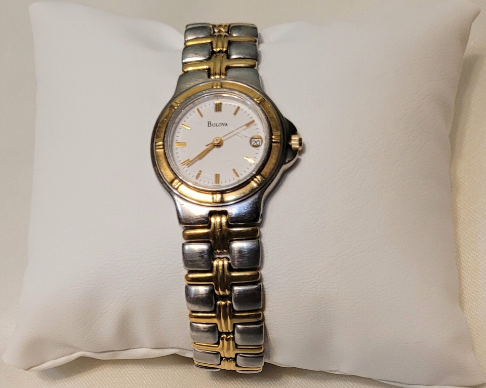 VINTAGE BULOVA T8 QUARTZ WATCH STAINLESS TWO 2 TONE BAND GOLD SILVER | eBay