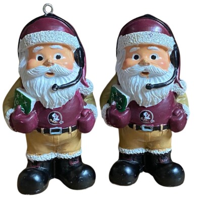 FSU Seminole Christmas Ornament Santa Figurines 2 Piece | eBay