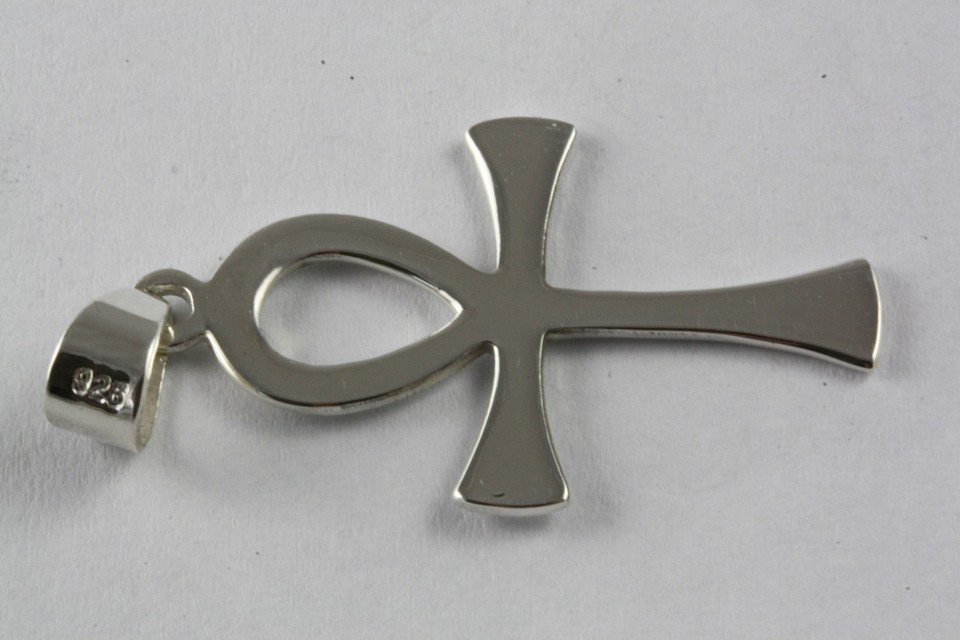 Egyptian Cross Cleopatra 1 9/16in x 1 1/16in Silver Pendant 925 Silver ...