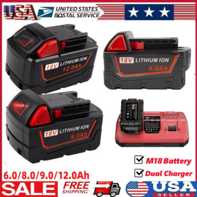 Battery For Milwaukee for M18 18V 12.0AH Extended Lithium 48-11-1880 or Charger | eBay