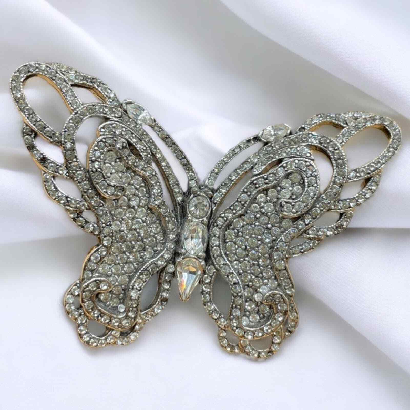 VTG CINER Pave Rhinestone Butterfly Brooch - Gem