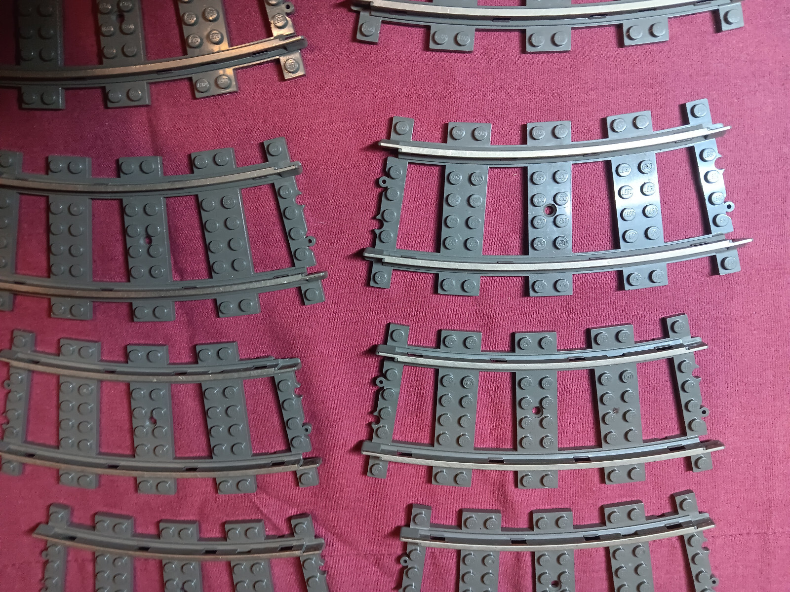 L-1 Lego Lot 9 Old Dark Gray 9V Track 2867 2865c01 4535 4534 10001 ...