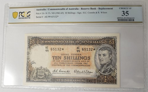 AUSTRALIA 1961 TEN 10 SHILLINGS BANKNOTE STAR NOTE . REPLACEMENT BETTER ...