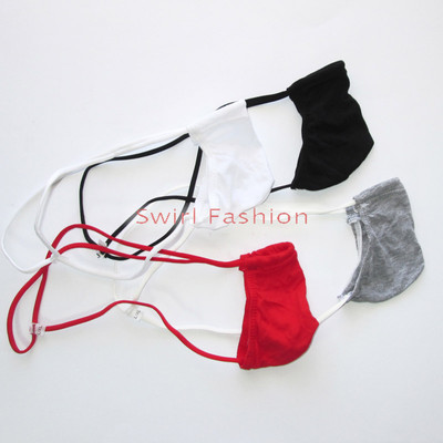 K345C Mens String Pouch G-Thong Little Posting Pouch Soft Fine Cotton ...