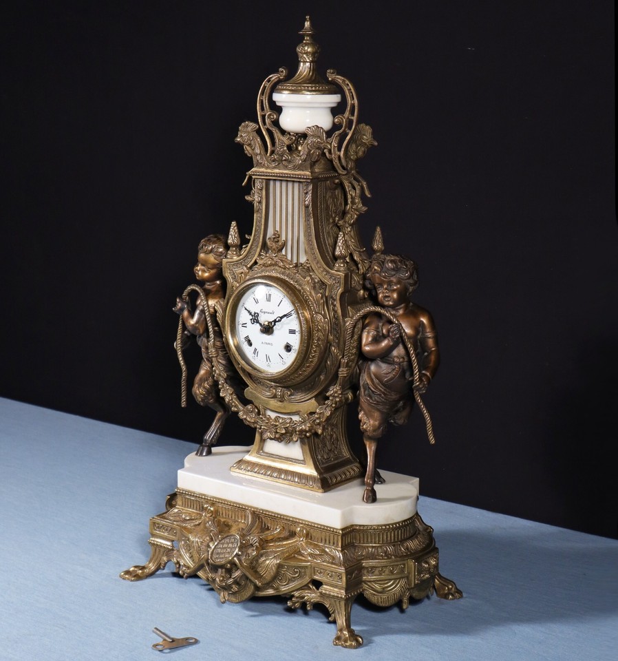 Vintage French Regnault Mantel Clock with Hermle/FHS Clockworks- Not Running | eBay