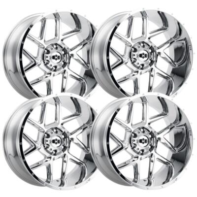 (Set-4) Vision 360 Sliver 22x12 5x5.5 5x139.7 -51mm Chrome Wheels Rims ...