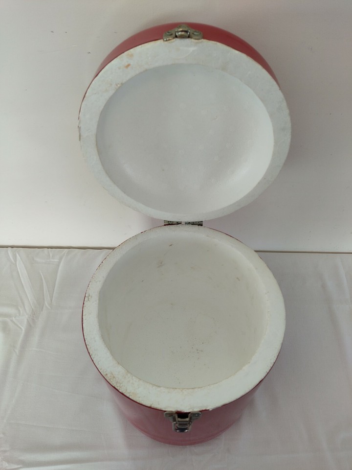 Vintage 1960's Round Coca Cola Metal Cooler Red Styrofoam Picnic Camp ...