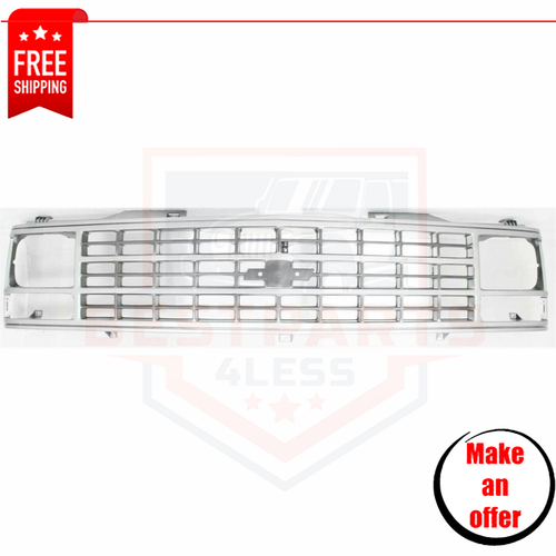 Silver Radiator Grille for 88-93 Chevy Pickup Models w/ Sealed Beam ...