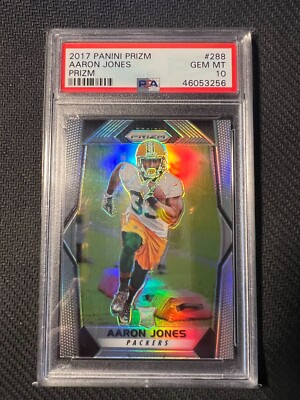 2017 PRIZM AARON JONES SP RC SILVER PRIZM #288 PSA 10 GEM MINT PACKERS ...
