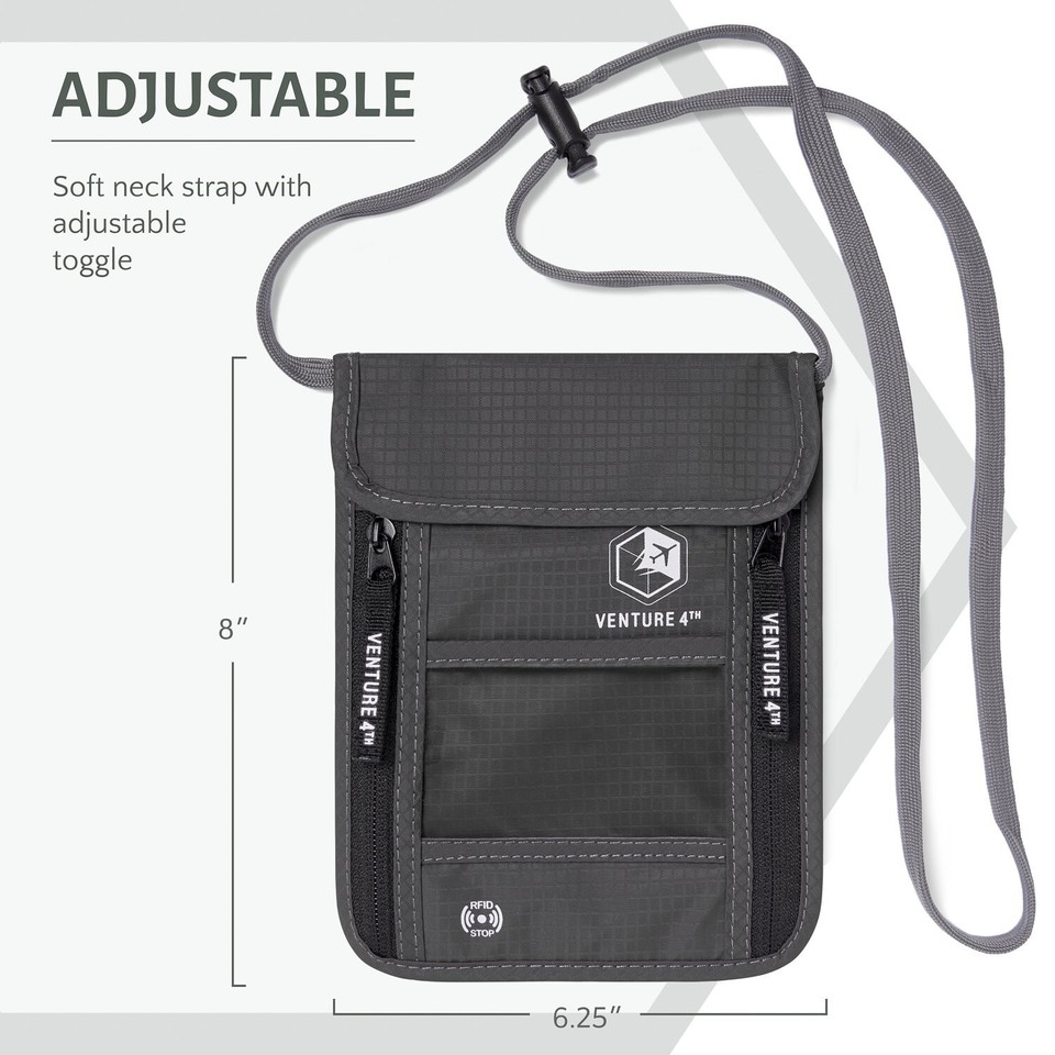 Travel Neck Wallet with RFID Blocking – Passport Holder Neck Pouch to ...