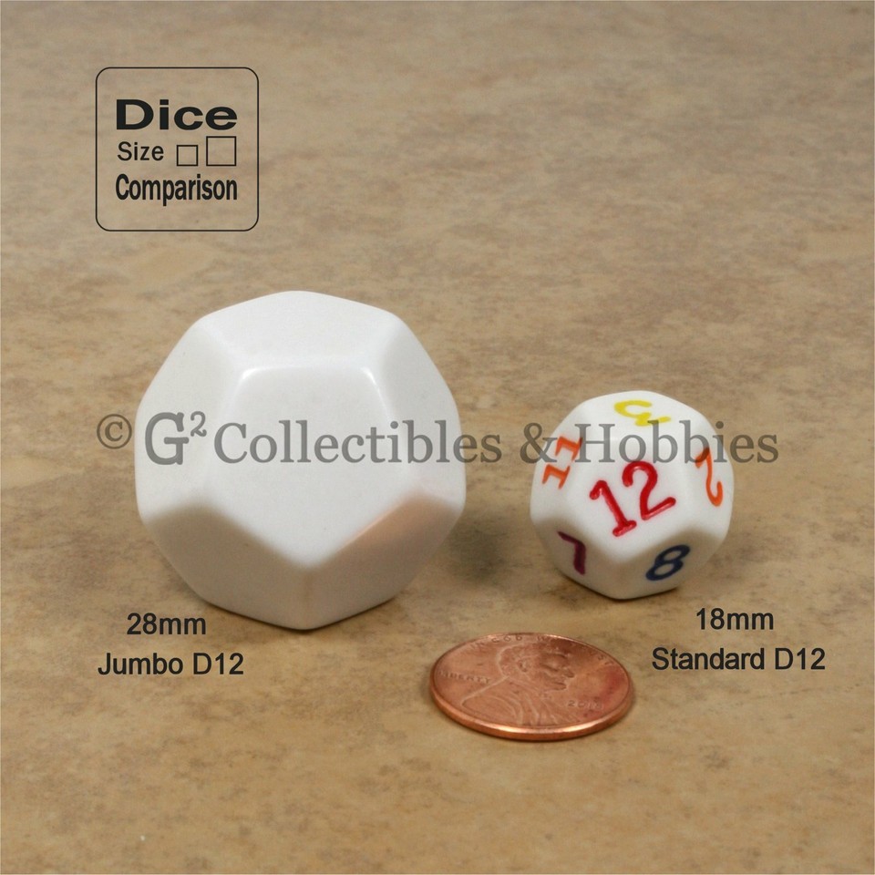 NEW Set of 6 Twelve Sided Blank Dice w/ Stickers 25mm 1 inch D12 D&D ...