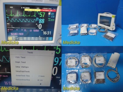 Philips M8002A Intellivue MP30 Monitor W/ Leads & M3001A MMS Module ...