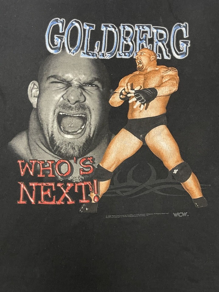 Vintage Goldberg Who’s Next T Shirt XL Wrestling WCW Black Short Sleeve ...