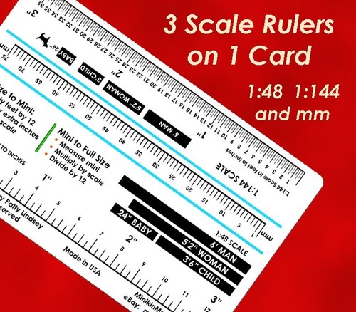 1:48 and 1:144 Dollhouse Mini Scale Rulers - 3 Scales On One Card! | eBay