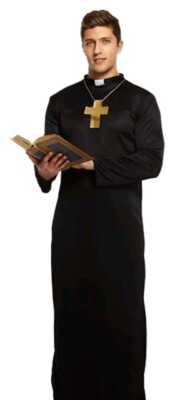 Vicar Priest Costume Outfit Fancy Dress Stag Do Halloween Medium/Large ...