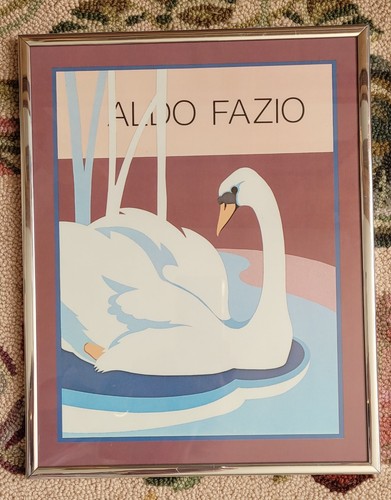 Vintage Aldo Fazio Art Deco Beautiful Swan 80's Fashion Framed Poster ...