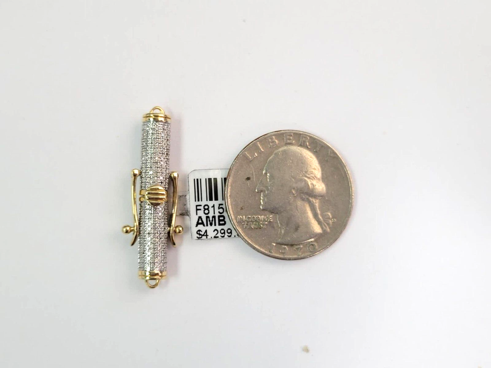 10K Yellow Gold Diamond Box Clasp Barrel Accessory 5MM Pave Set Double ...